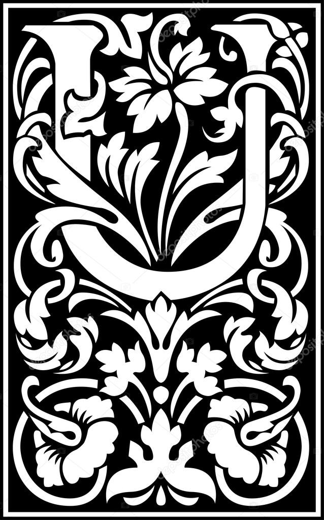 Letras del alfabeto inglés decoradas con flores y hojas de plantas ...