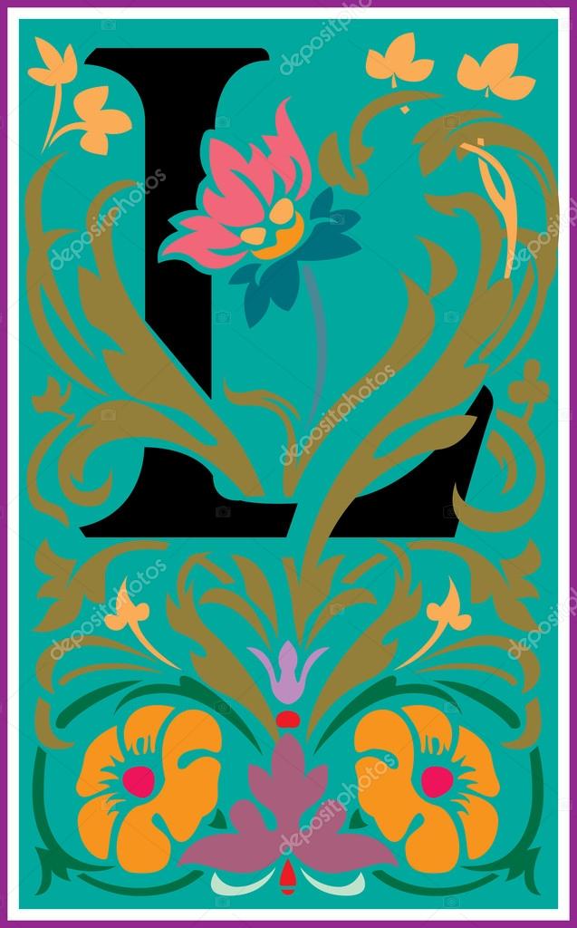 Letras del alfabeto inglés decoradas con flores y hojas de plantas 2023