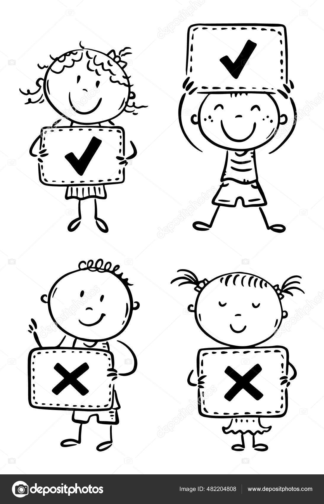 Kids clipart set with signs correct and confusion Stock Illustration by ...