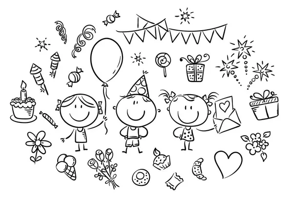 Kids Birthday Party Outline Stock Vector Image by ©Katerina_Dav #69001199