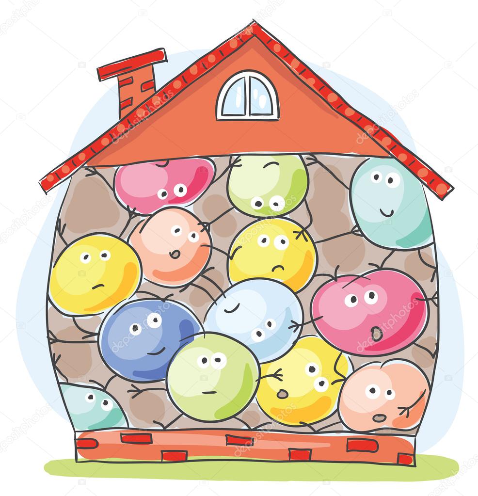 House overcrowded by unhappy inhabitants — Stock Vector © Katerina_Dav ...