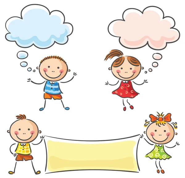 Child holding blank sign | Kids with Blank Signs — Stock Vector ...