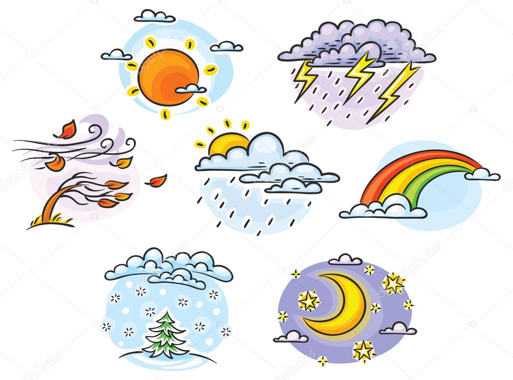 Cartoon météo set — Image vectorielle Katerina_Dav © #70208615