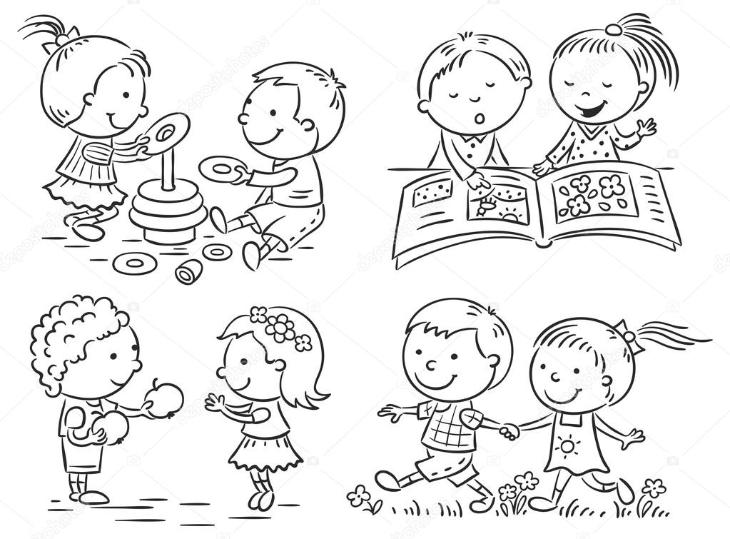 Kids' Activities Set, Black and White Stock Vector Image by ©Katerina ...