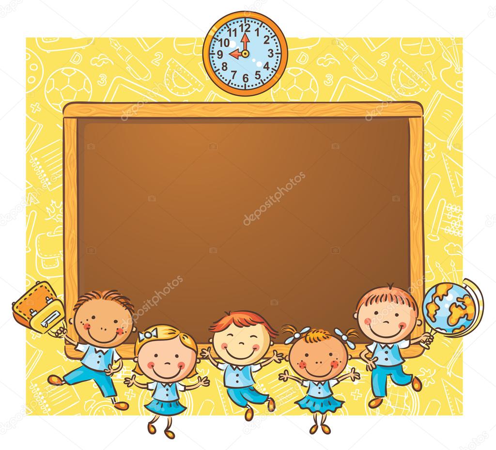 Happy schoolkids with a blackboard Stock Vector Image by ©Katerina_Dav ...