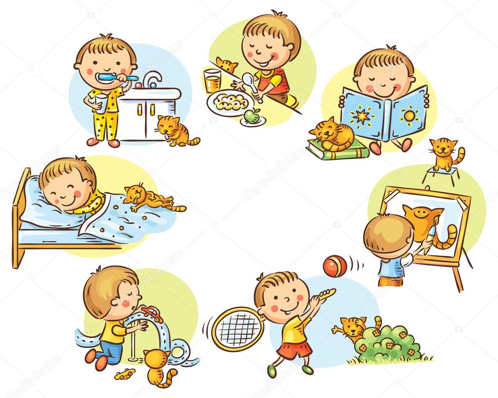 Little boy's daily activities — Stock Vector © Katerina_Dav #86633640