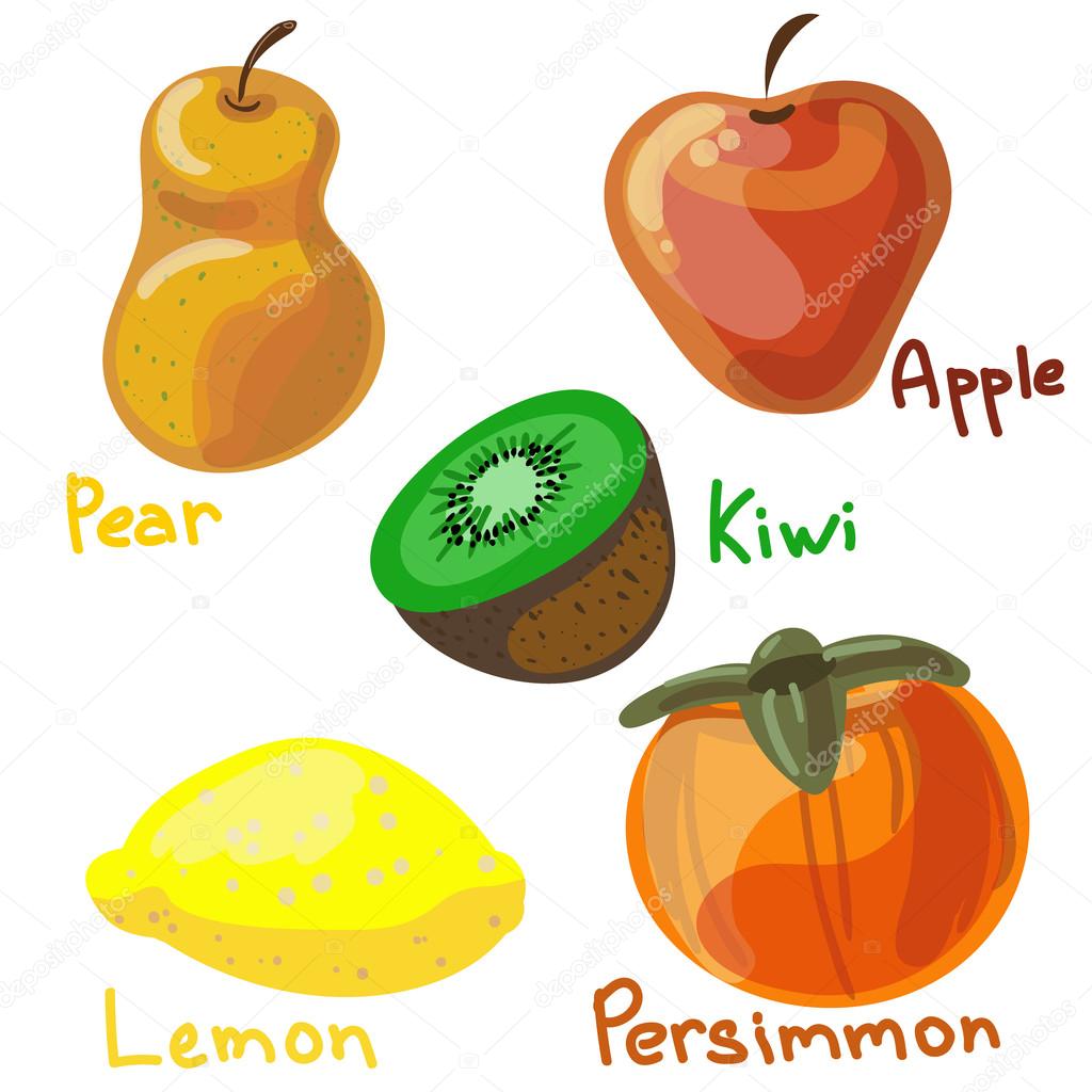 Set of five colorful fruits — Stock Vector © Corrgo #68299531
