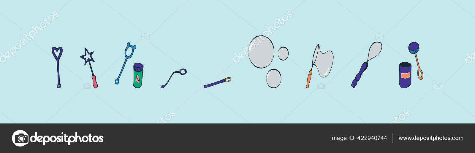 Set Bubble Blow Cartoon Icon Design Template Various Models Vector ...