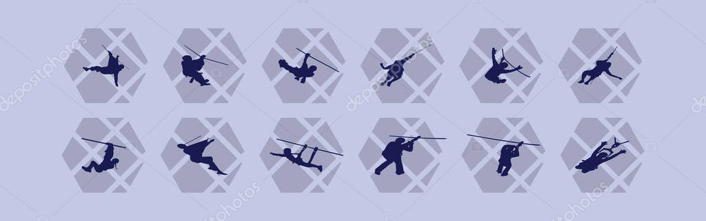 Zip wire silhouette Vector Art Stock Images | Depositphotos