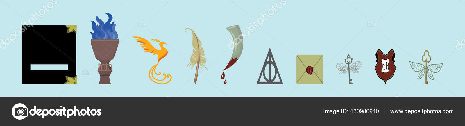 Set Hogwarts Cartoon Icon Design Template Various Models Modern Vector ...