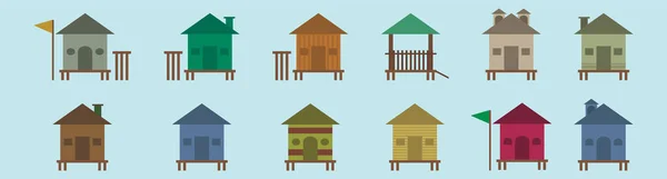 Set Wooden House Cartoon Icon Design Template Various Models Modern ...