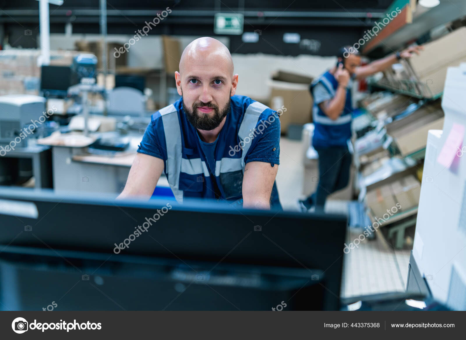 Years Old Order Picker Working Computer Warehouse Stock Photo by ...