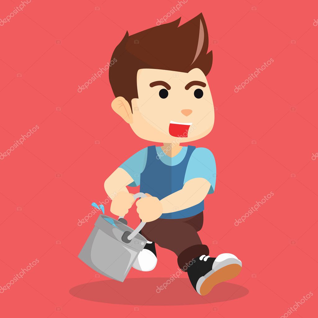 Chico traer agua en cubo Vector de stock por ©funwayillustration 101756292
