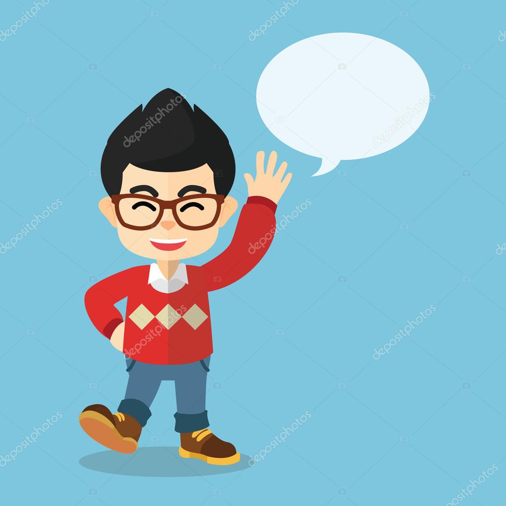 Boy say hi bubble text Stock Vector Image by ©funwayillustration #101756302