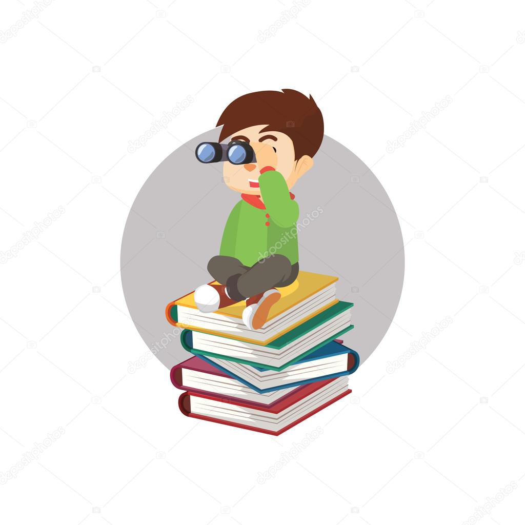 Niño usando binocular para encontrar inspiración Vector de stock por ...