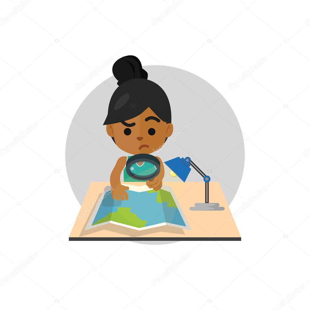 Girl read Map Stock Vector by ©funwayillustration 103902054