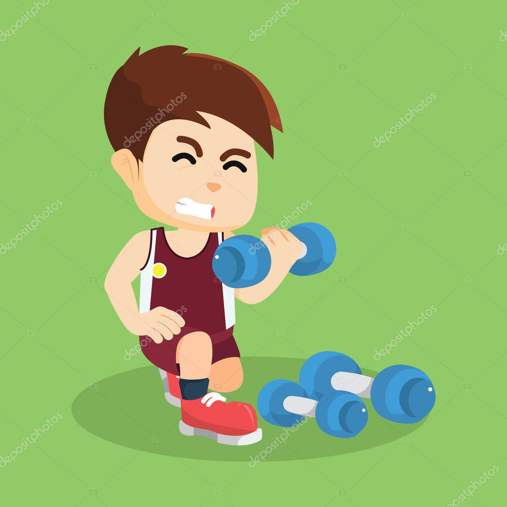 Chico ejercitando con dumbell vector, gráfico vectorial ...