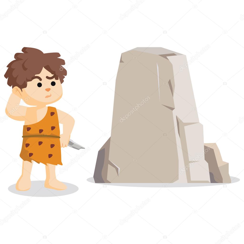 Caveman thinking for carving wall banner Stock Vector Image by ...