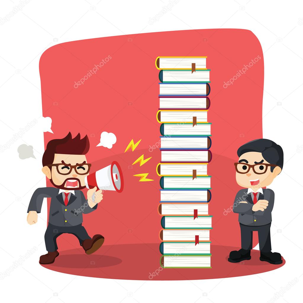 Employees blocked the boss shouts with books Stock Vector Image by ...
