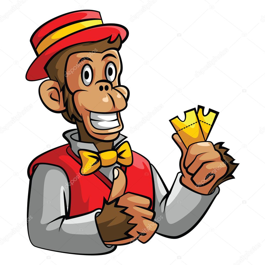 Monkey selling ticket — Stock Vector © funwayillustration #66449489