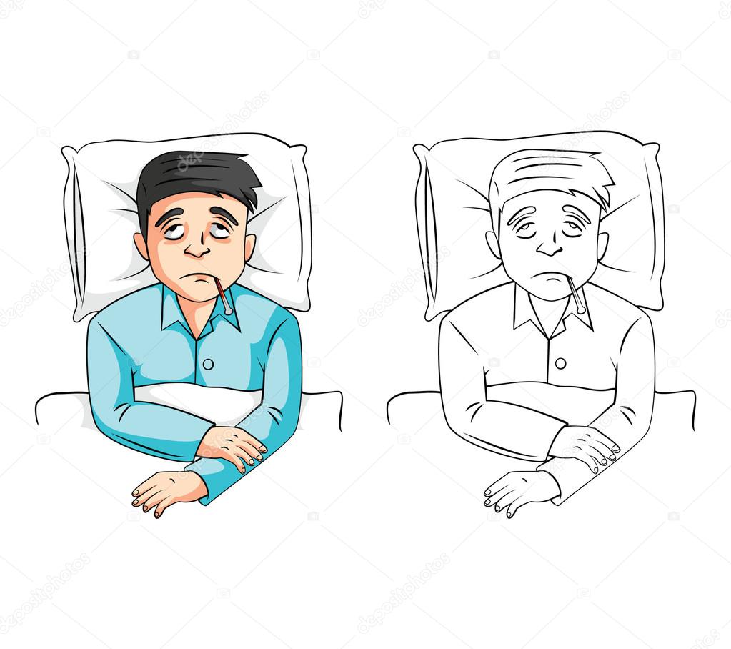 Homem dos desenhos animados doente imagem vetorial de ...