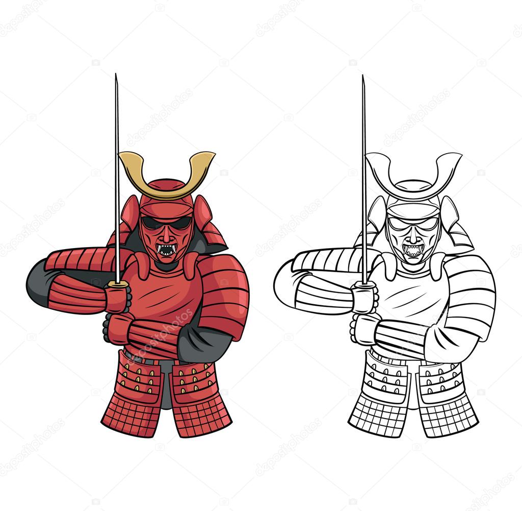 Caricatura Samurai Guerrero — Vector de stock © funwayillustration ...