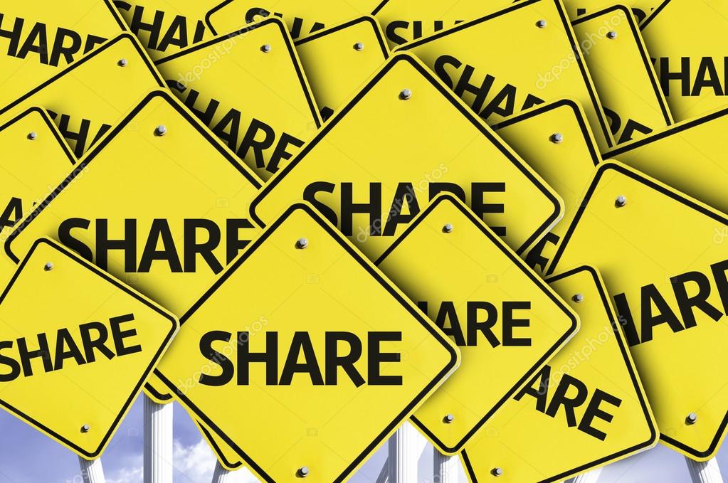 Share written on multiple road sign — Stock Photo © gustavofrazao #54397317