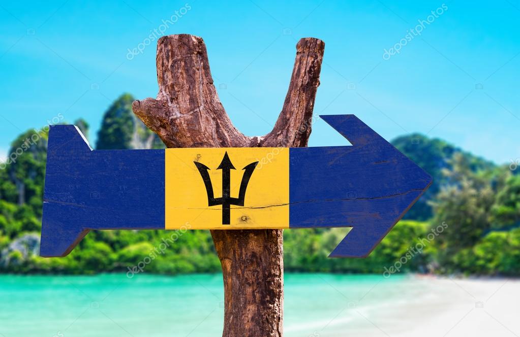 Barbados Flag wooden sign Stock Photo by ©gustavofrazao 73421571