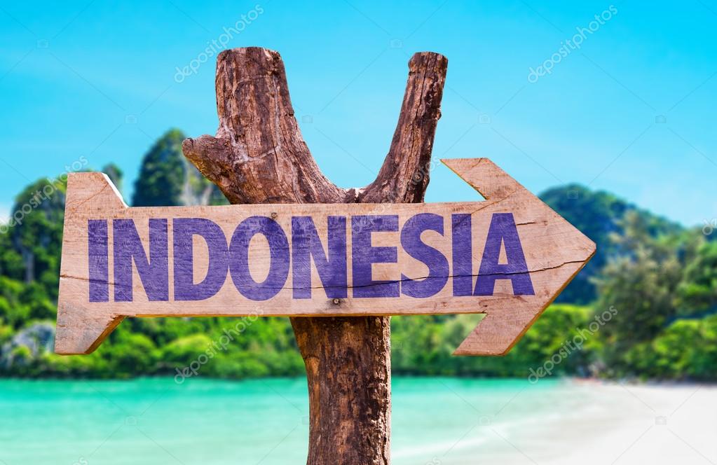 Indonesia wooden sign — Stock Photo © gustavofrazao #73431951