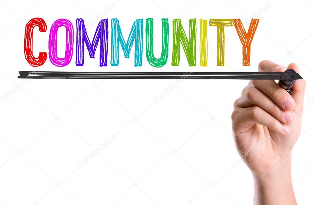 Hand writting the word community — Stock Photo © gustavofrazao #82388186