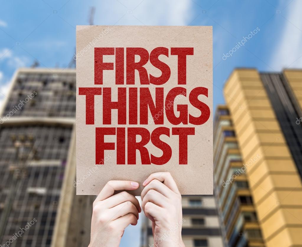 First Things First cardboard Stock Photo by ©gustavofrazao 84013372