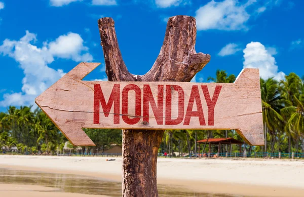 Happy Monday wooden sign with a beach on background Stock Photo by ...