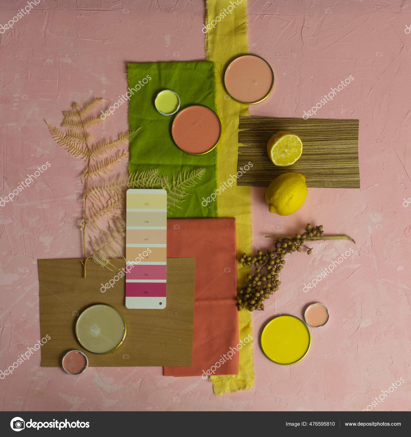 Mood Board Color Palette Interior Design Decor — Stock Photo ...