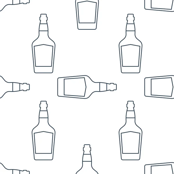 Vodka Champagne Whiskey Tequila Bottles Seamless Pattern Line Art Style ...