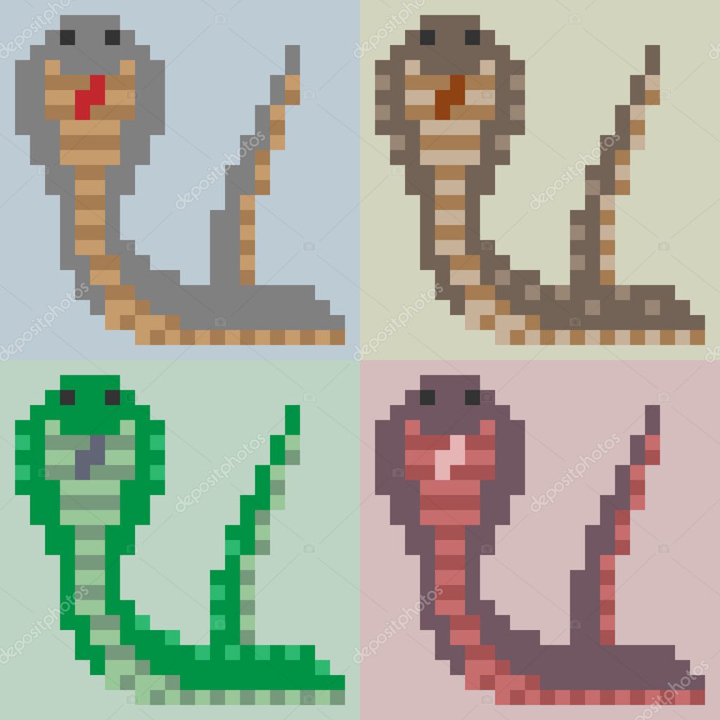 Serpiente de ilustración pixel art vector, gráfico vectorial © non157 ...