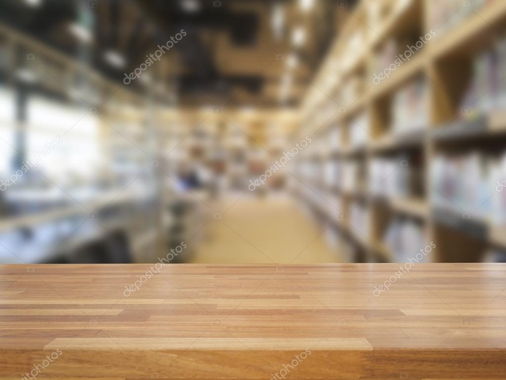 Empty wooden table and modern library background ⬇ Stock Photo, Image ...