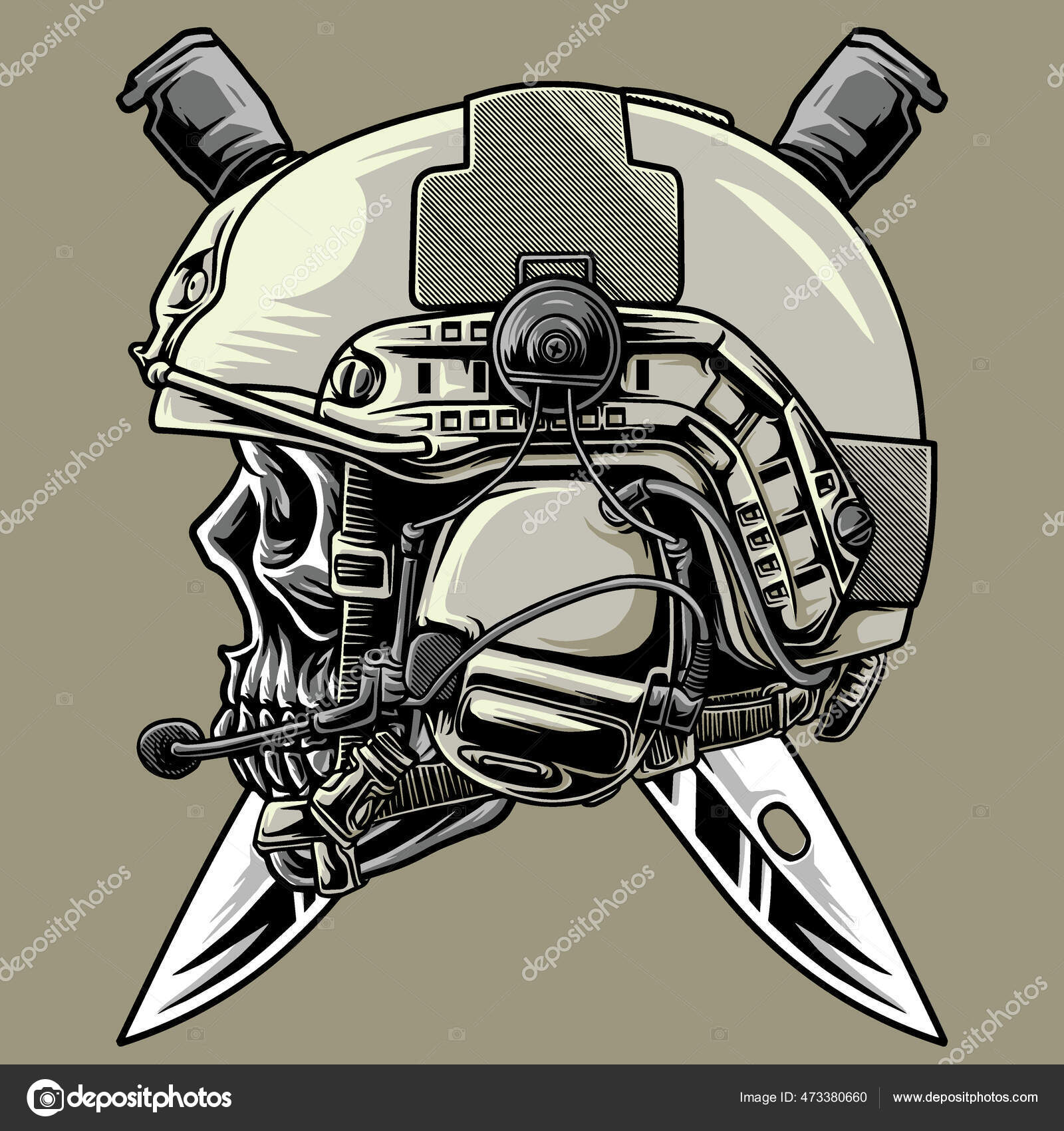 Skull Tactical Helm Army Stock Vector by ©khafidmuhamad66 473380660