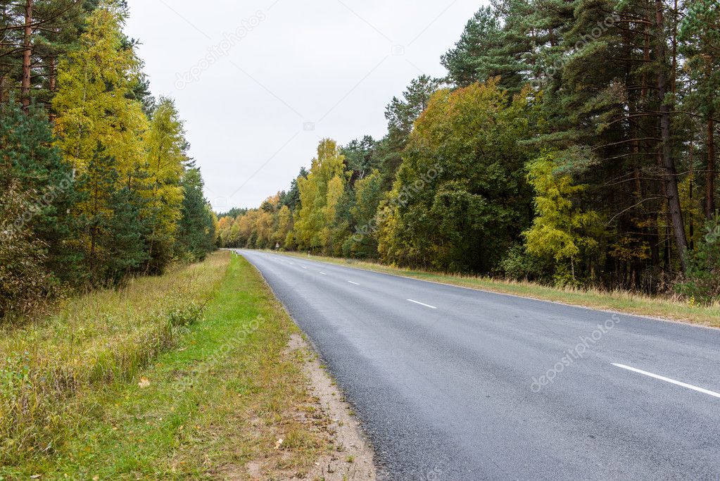Empty road in the countryside in autumn — Stock Photo © martinsvanags ...
