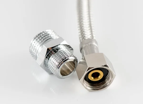 Elastic metal fiber water pipe with connectors Stock Photo by ...