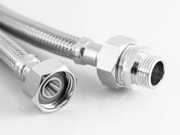 Elastic metal fiber water pipe with connectors Stock Photo by ...