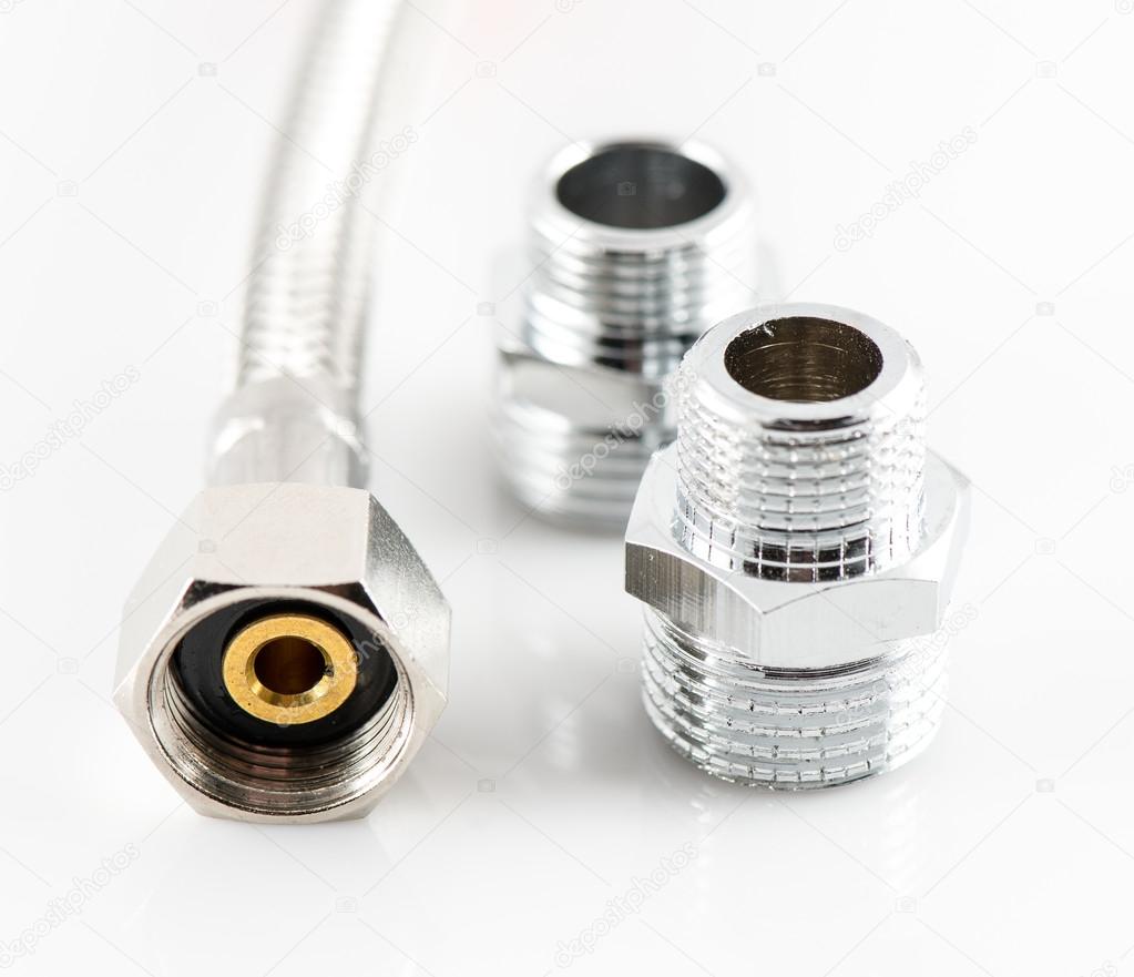Elastic metal fiber water pipe with connectors Stock Photo by ...