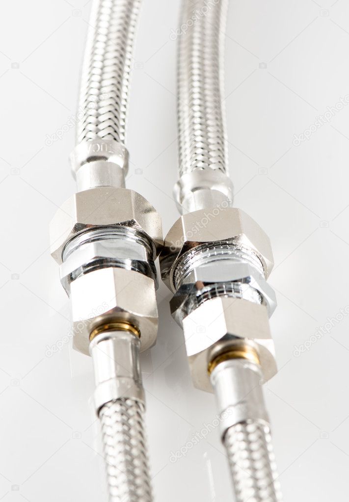 Elastic metal fiber water pipe with connectors Stock Photo by ...