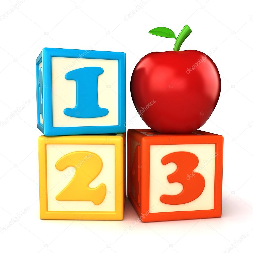 123 bloques de construcción con manzana: fotografía de stock ...