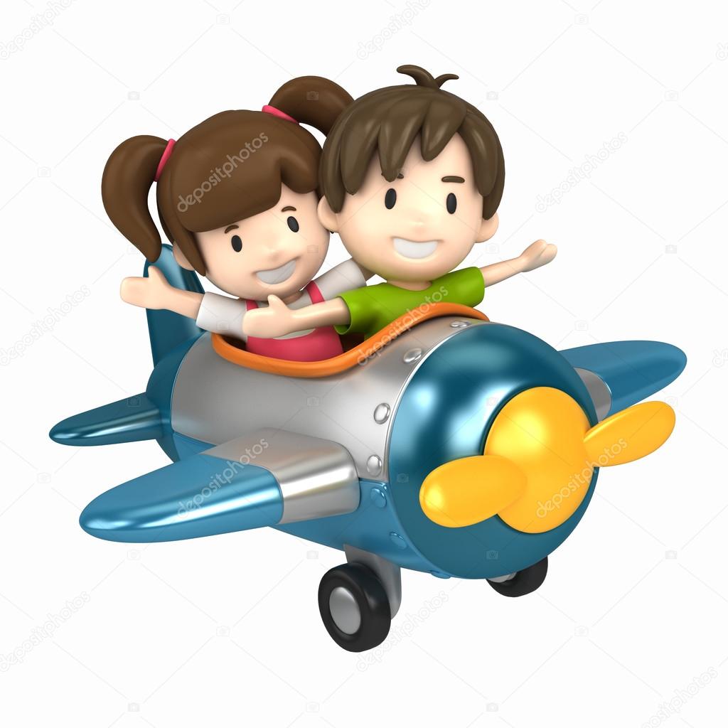 Kids riding on an airplane — Stock Photo © gouraudstudio #54867269