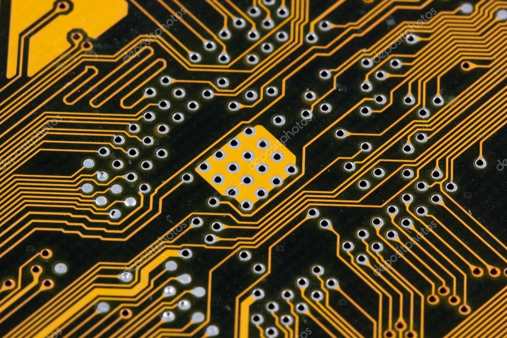 Black and yellow pcb circuit of motherboard. Stock Photo by ...