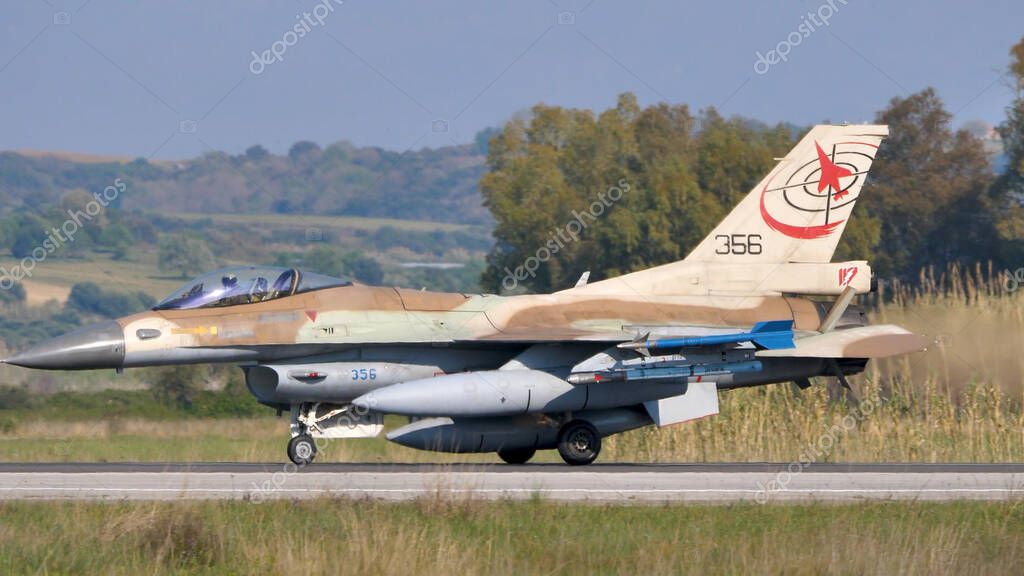 General Dynamics F-16 Fighting Falcon of Israeli Air Force desertic ...