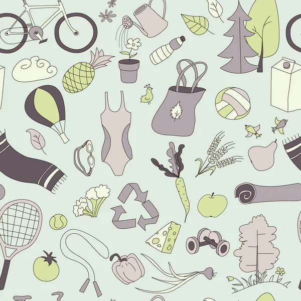 Healthy lifestyle seamless pattern Stock Vector Image by ©chiociolla ...