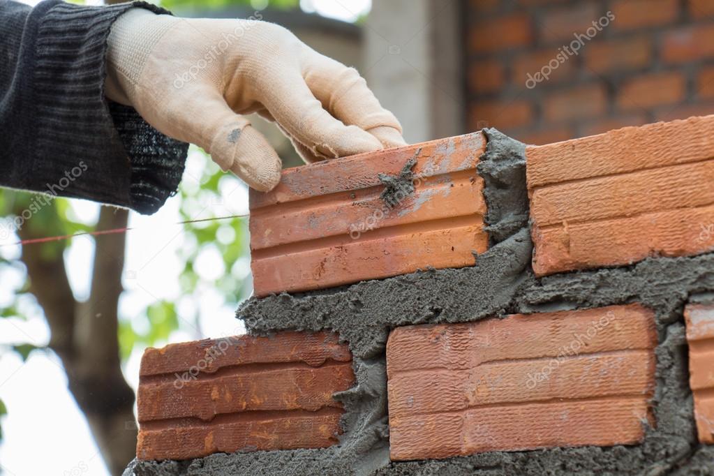 Building brick block wall on construction plant Stock Photo by ©neng ...