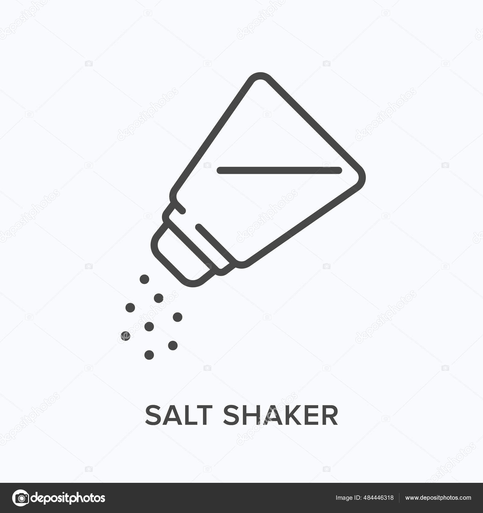 Salt shaker flat line icon. Vector outline illustration of bottle ...