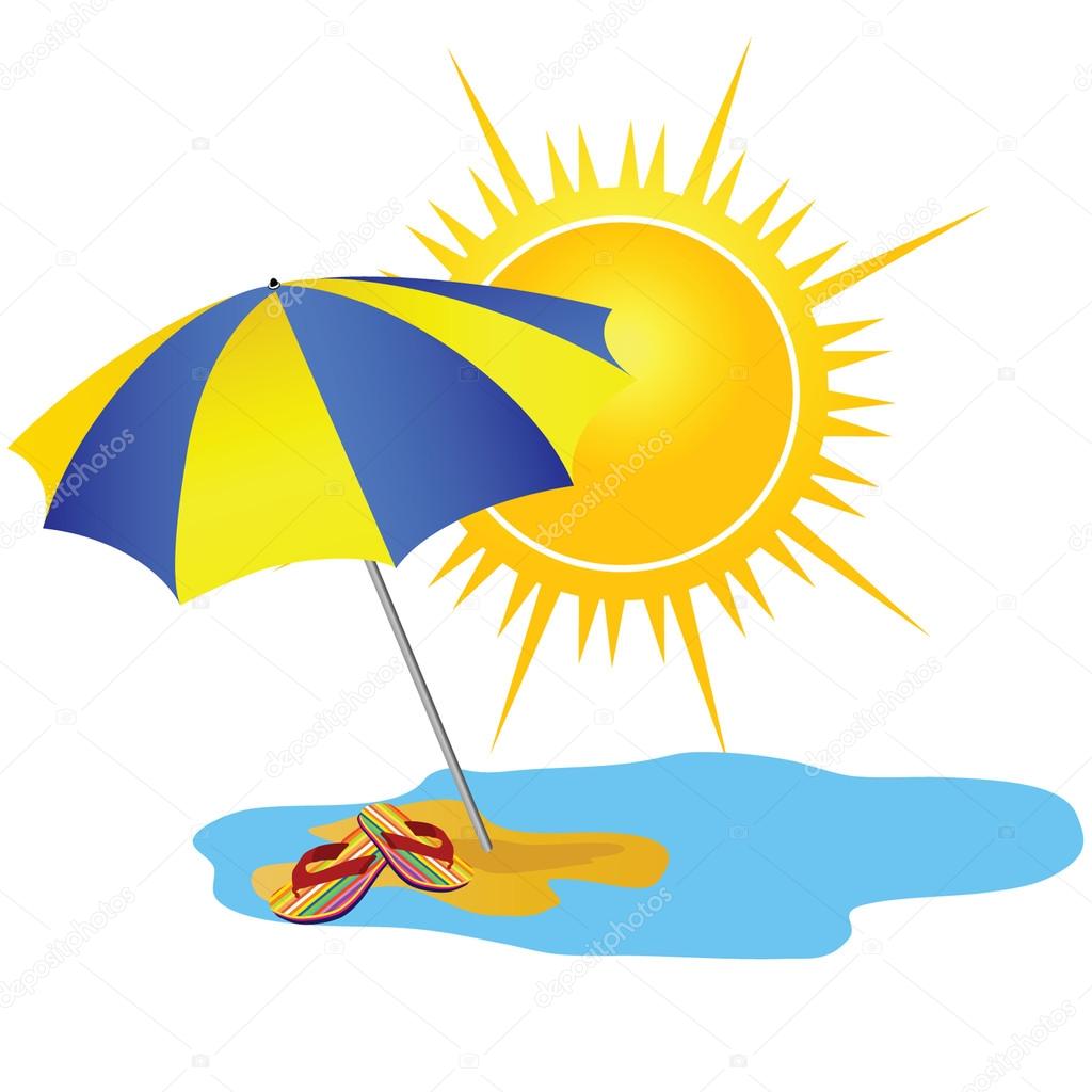 Sun and paradise beach cartoon vector illustration — Vetor de Stock ...